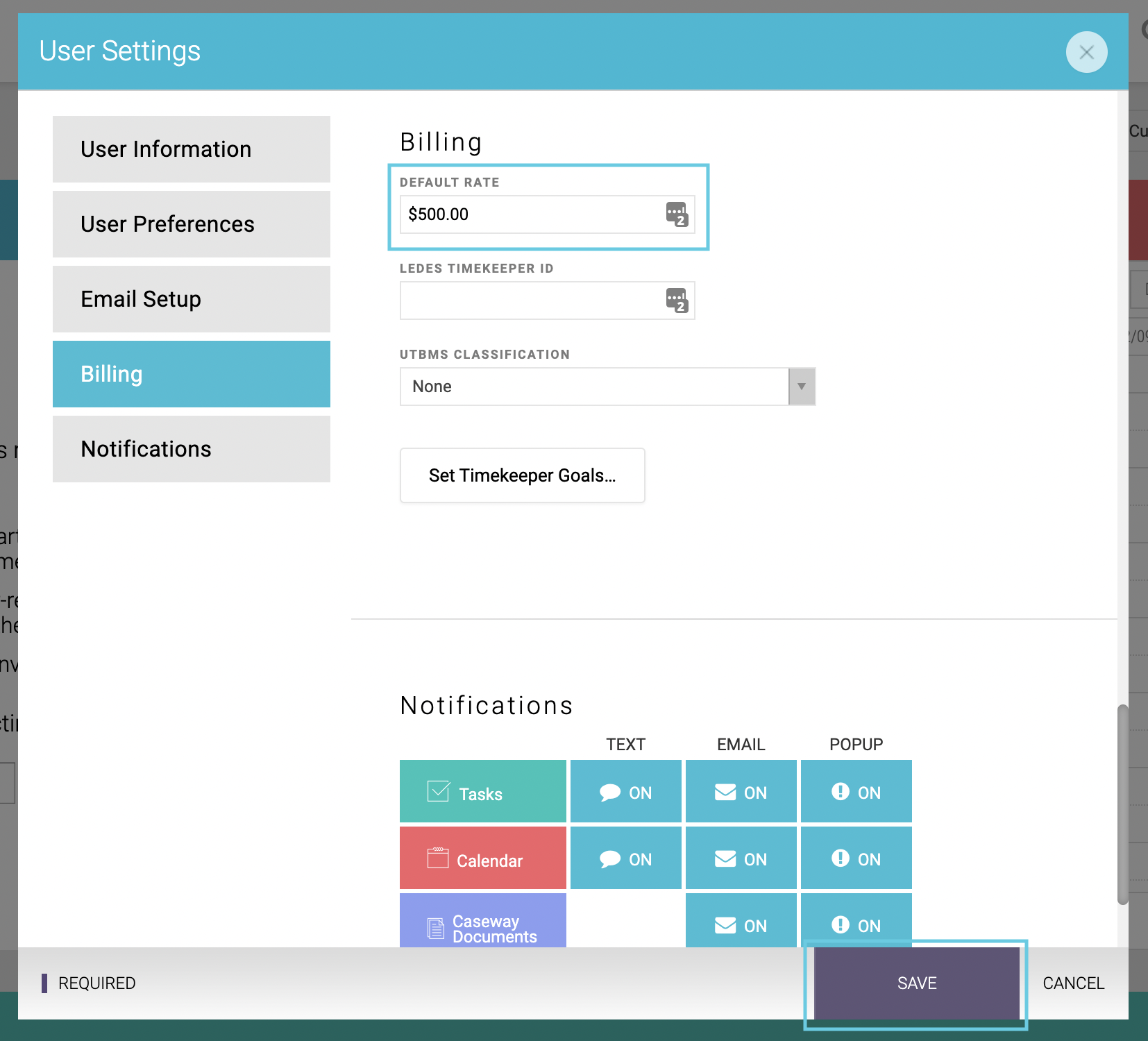 How do I Add/Edit My Default Billing Rate? – CARET Legal