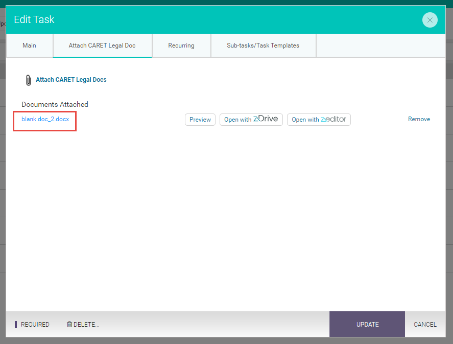How do I open Attachments from Tasks? – CARET Legal