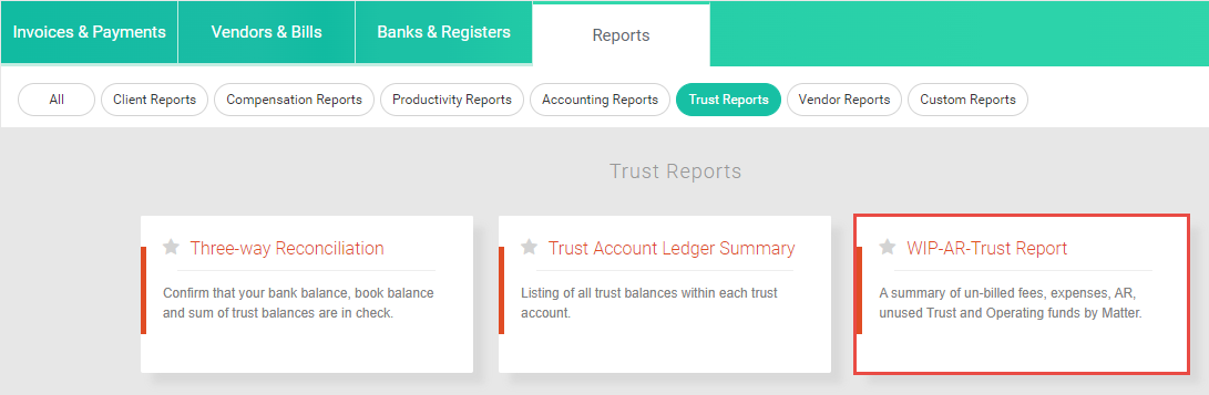 What is CARET Legal's WIP/AR Trust Report? – CARET Legal