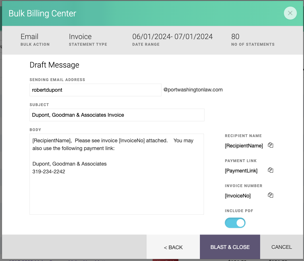 How do I configure email template for Bulk Billing Center? – CARET Legal